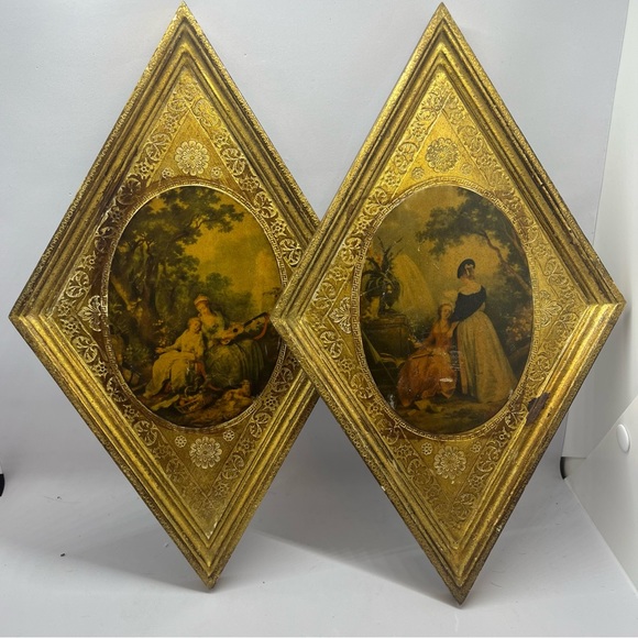 Vintage | Wall Decor | Vintage Italian Gold Florentine Diamond Shaped ...